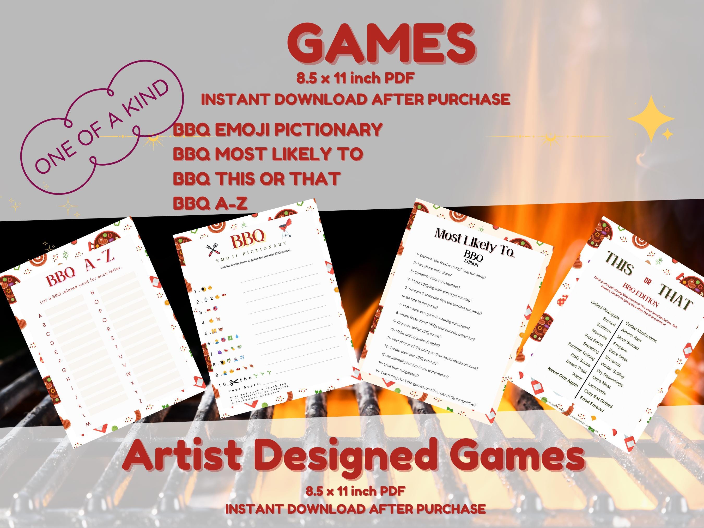 BBQ Party Game Bundle – Funny Printable Games for Summer Bbqs, Reunions ...