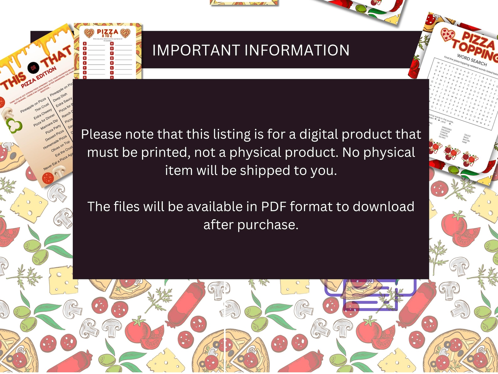 Pizza Party Game Printable – Funny School Activity for Classroom ...