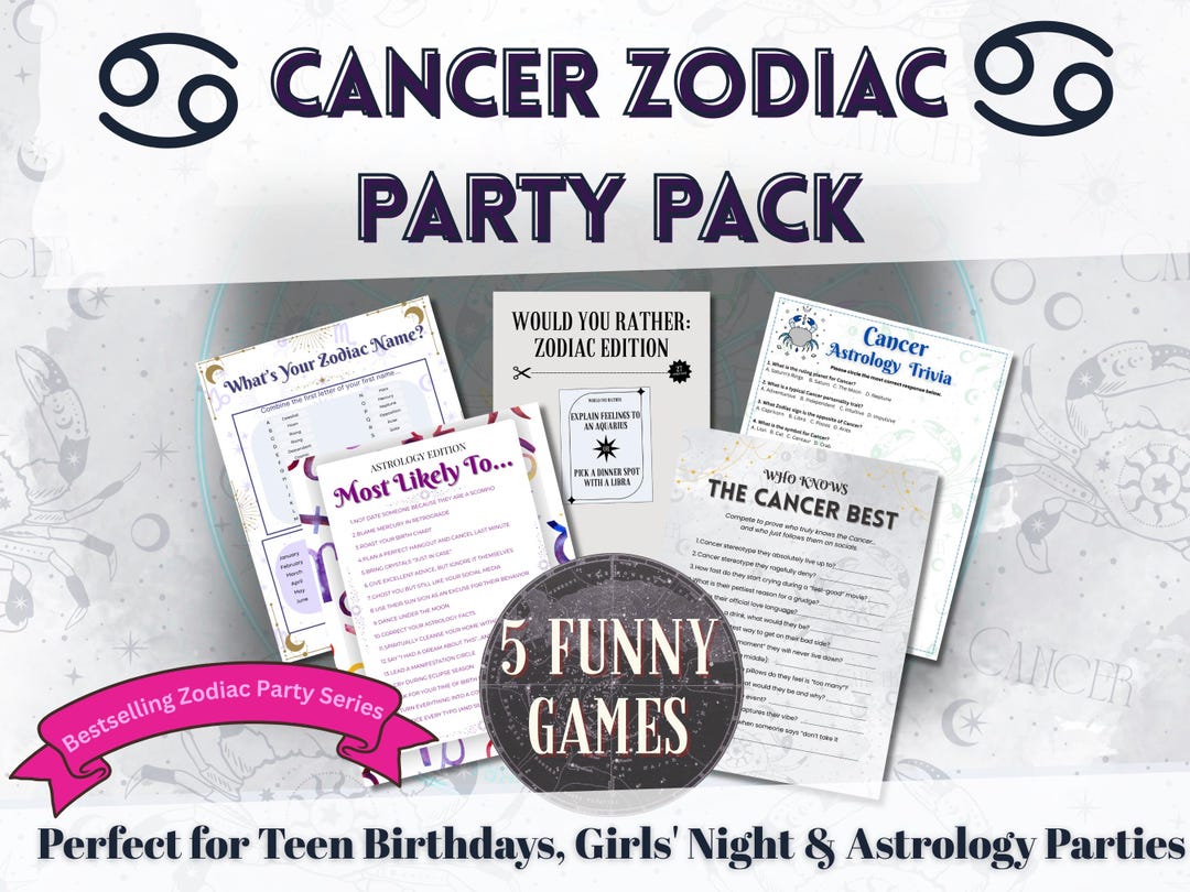 Cancer Zodiac Birthday Party Games: Astrology Trivia (printable) - Etsy