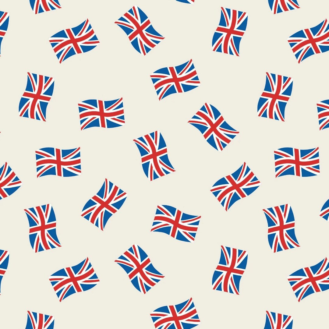 VE Day Fabric: Union Jack Flags on Dark Cream, Perfect for Tablecloths ...