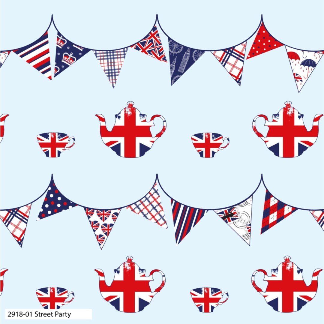 VE Day Fabric: Happy and Glorious Street Party British Fabric, Perfect ...
