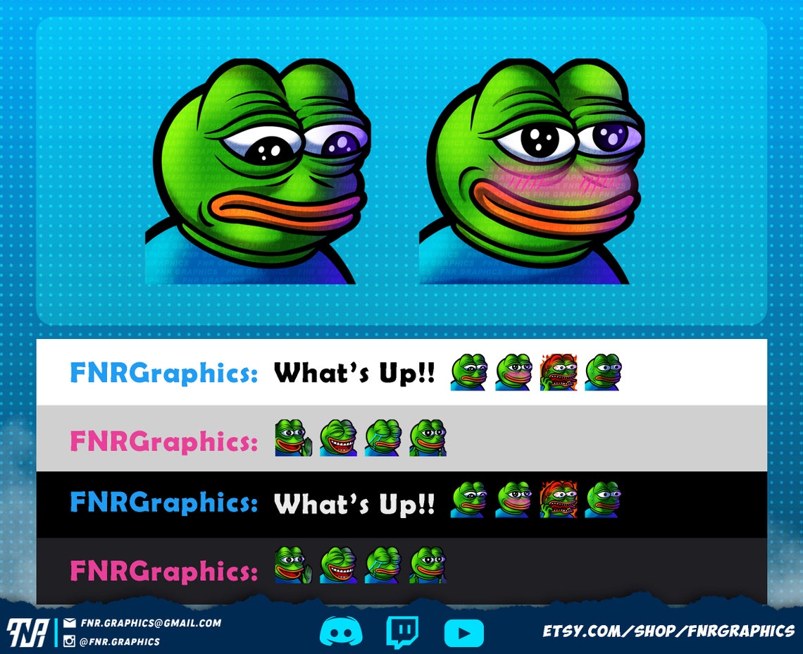 8 X Pepe the Frog Meme Twitch Emotes - Monkaw Pepe Meme Discord Emotes ...