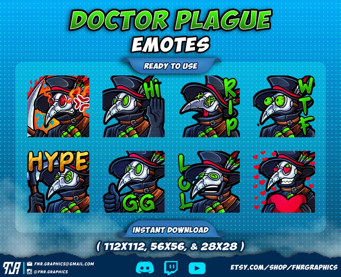 8 X Plague Doctor Twitch Emotes - Plague Mask Discord Twitch Emotes ...