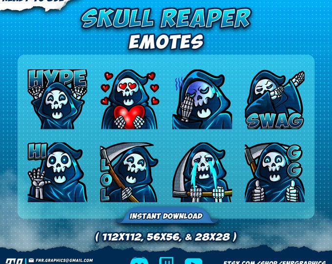 8 X Skull Reaper Twitch Emotes - Reaper Twitch Emotes - Skull Twitch ...