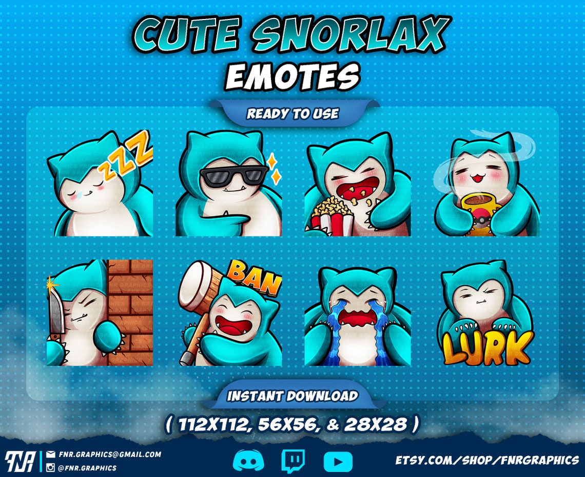 Cute Snorlax Pokemon Emotes – Twitch, Discord (digital Download) - Etsy