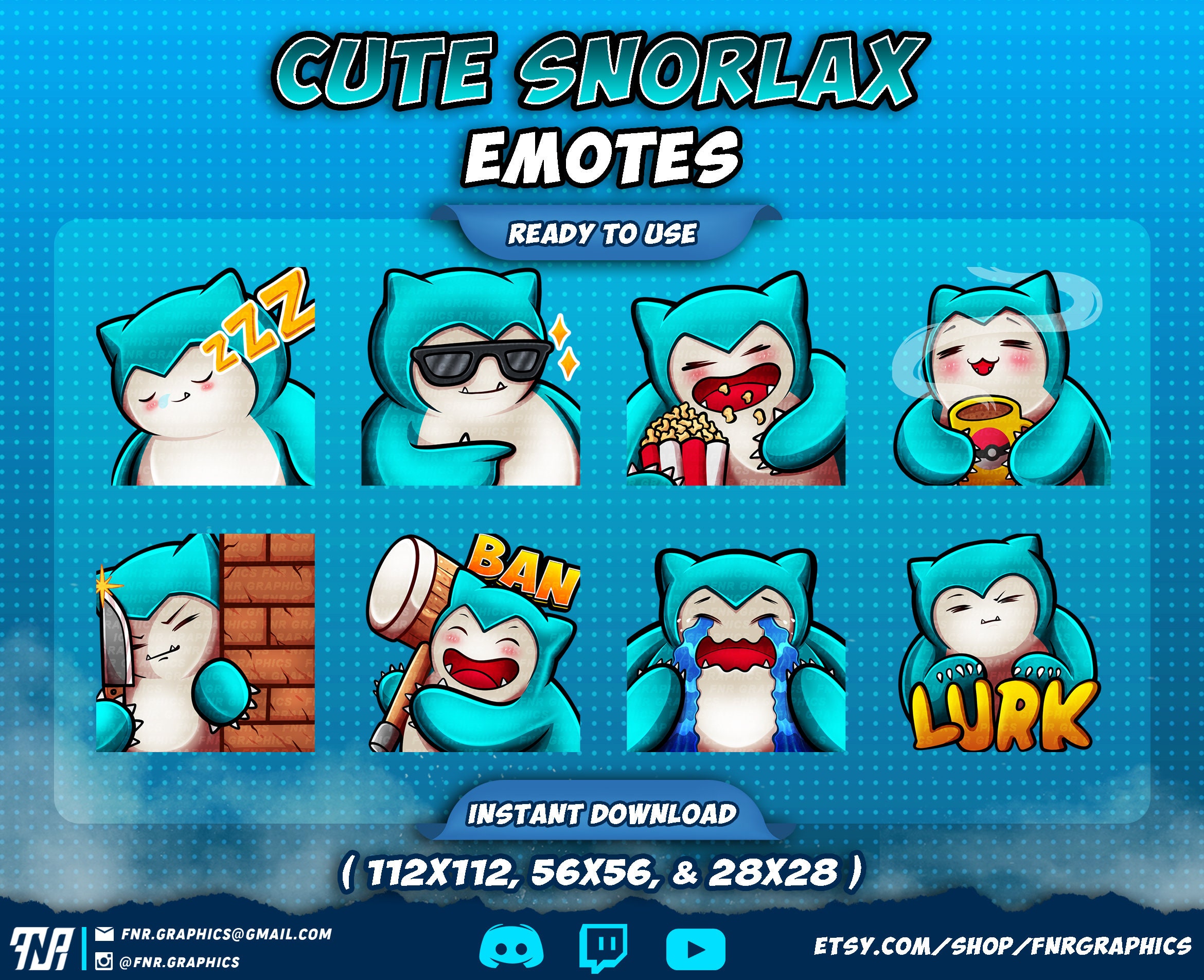 8 X Snorlax Twitch Emotes Pokemon Emotes Twitch Snorlax Discord Emotes ...