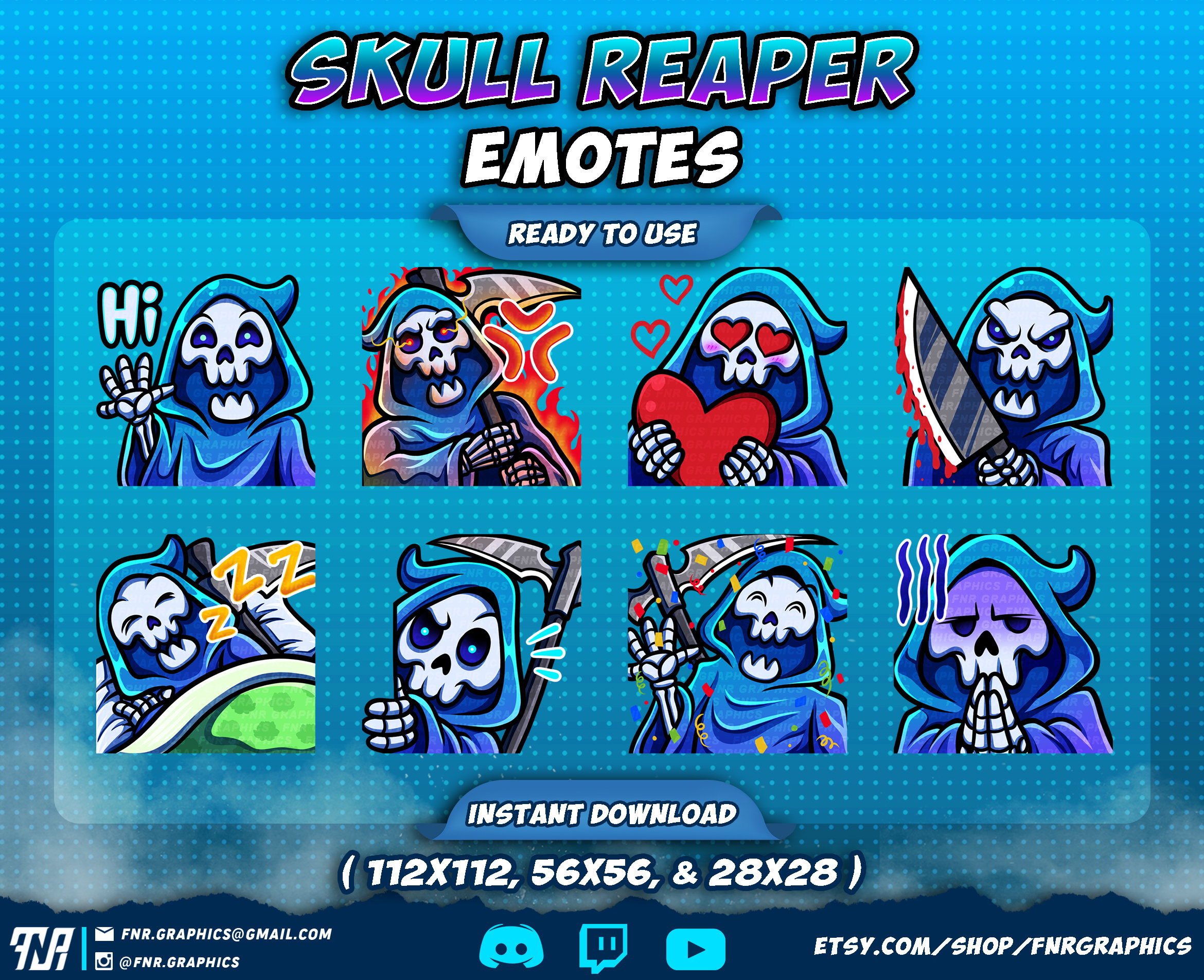 8 X Skull Reaper Twitch Emotes Reaper Discord Twitch Emotes Skull ...