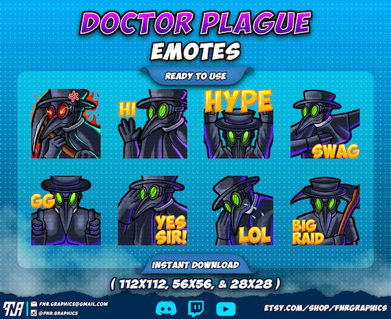 8 X Plague Doctor Twitch Emotes Plague Mask Discord Twitch - Etsy