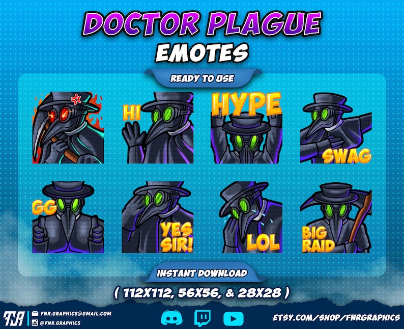 8 X Plague Doctor Twitch Emotes - Plague Mask Discord Twitch Emotes ...
