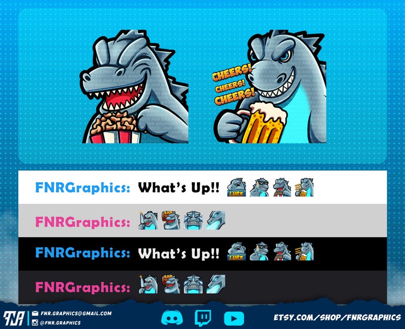 8 X Godzilla Twitch Emotes – Kaiju Chibi Discord Emotes - Kawaii Twitch ...