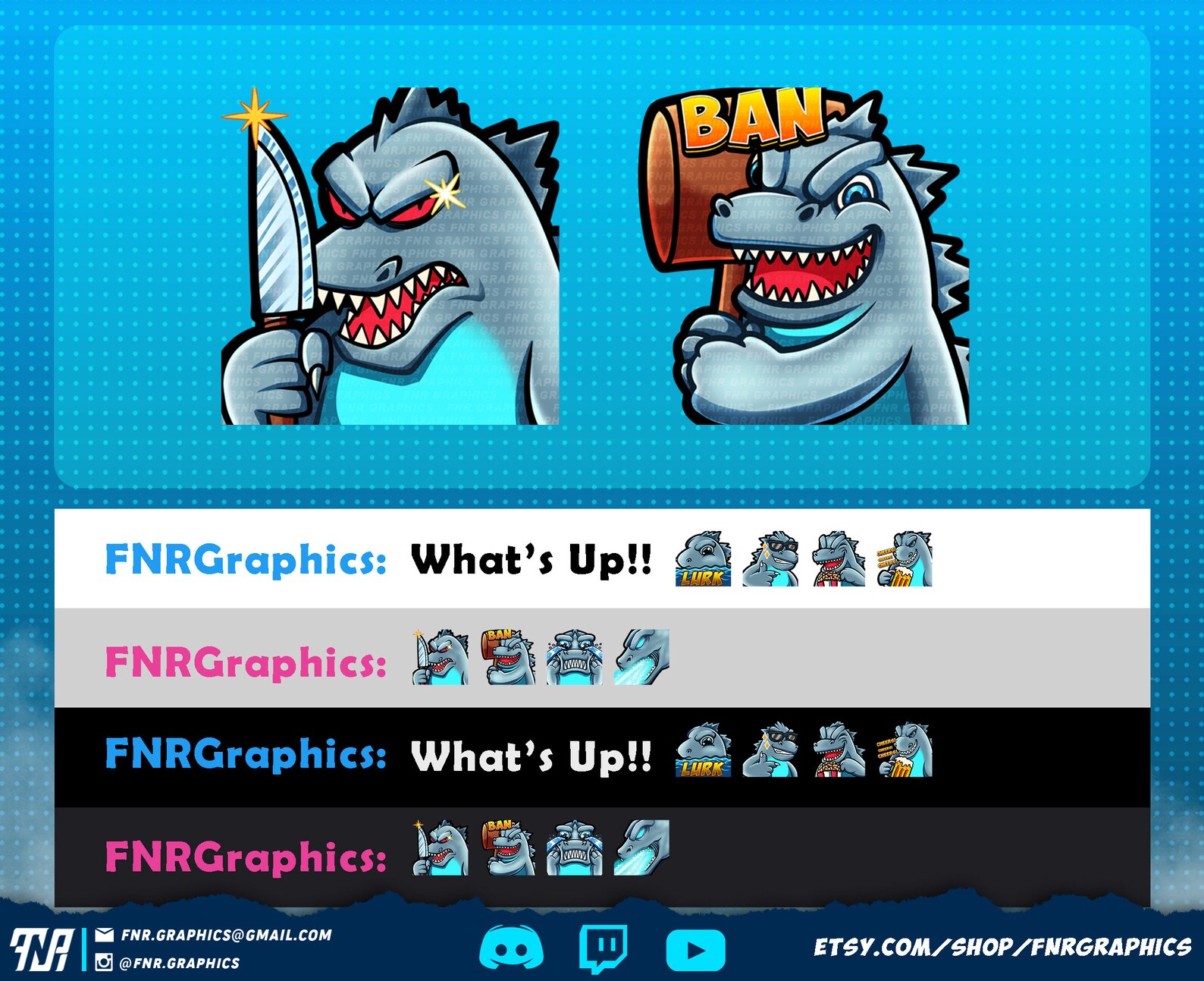 8 X Godzilla Twitch Emotes – Kaiju Chibi Discord Emotes - Kawaii Twitch ...