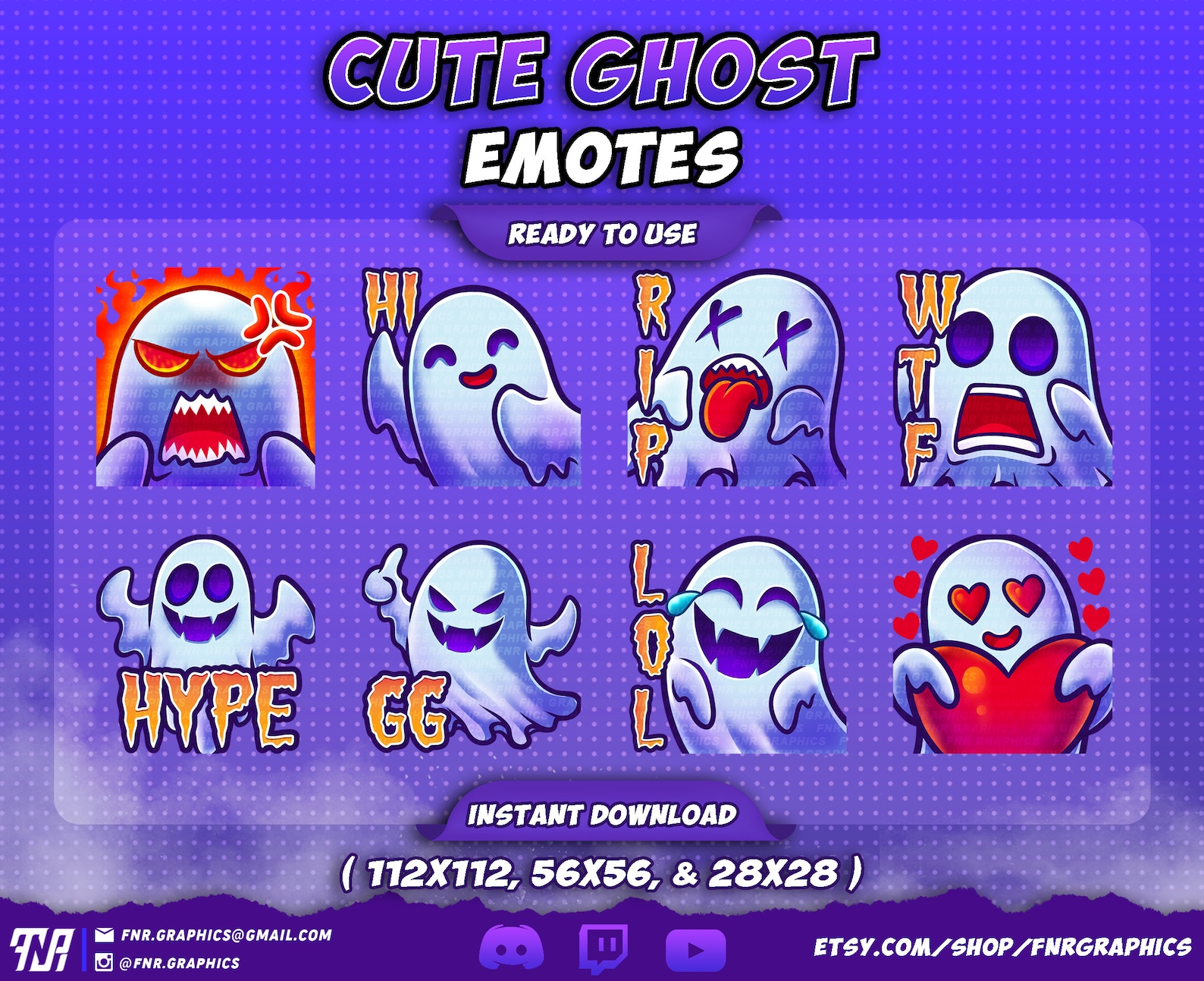 Cute Ghost Twitch Emotes – Spook Discord Emotes (digital Download) - Etsy