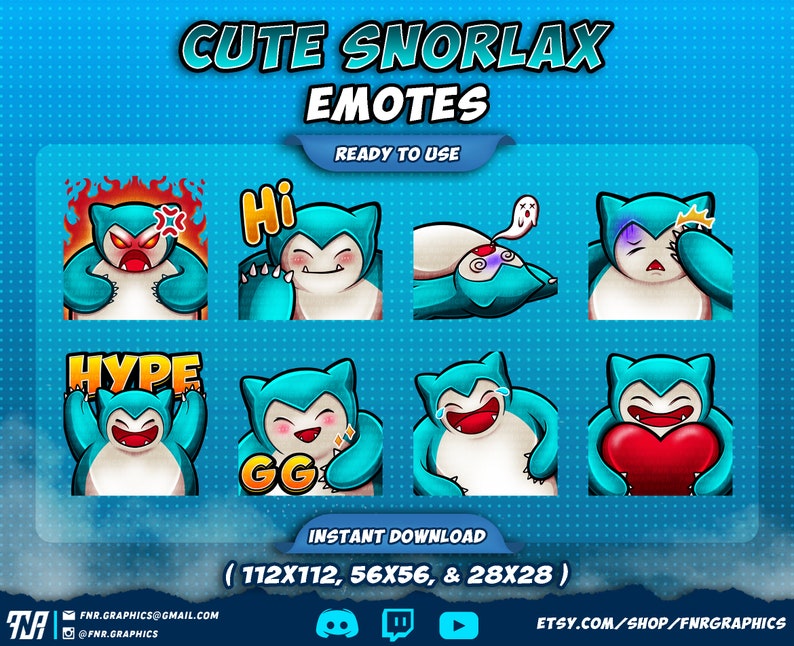 8 X Snorlax Twitch Emotes – Pokemon Emotes Twitch – Snorlax Discord ...