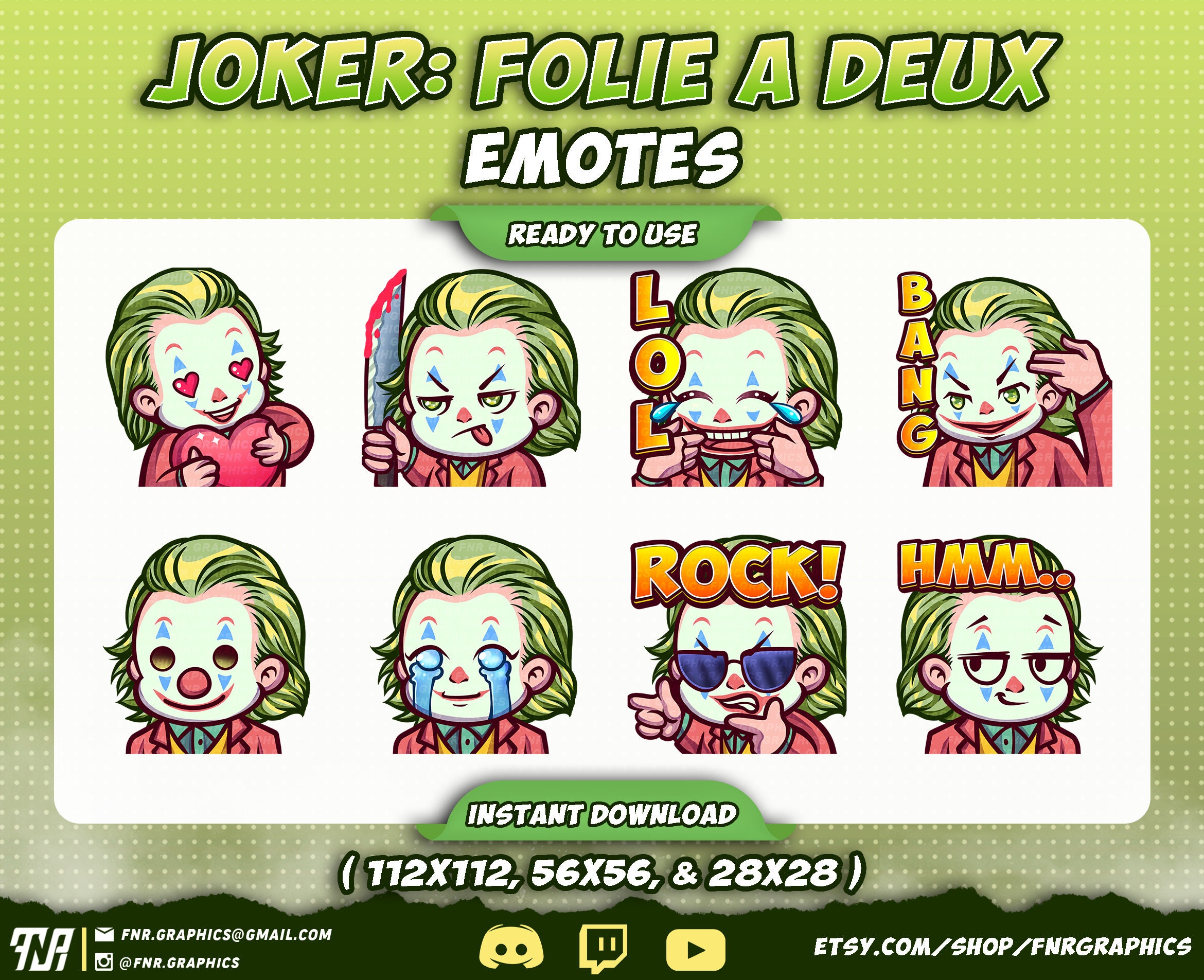 8 X Joker Folie à Deux Twitch Emotes - Clown Discord Twitch Emotes ...