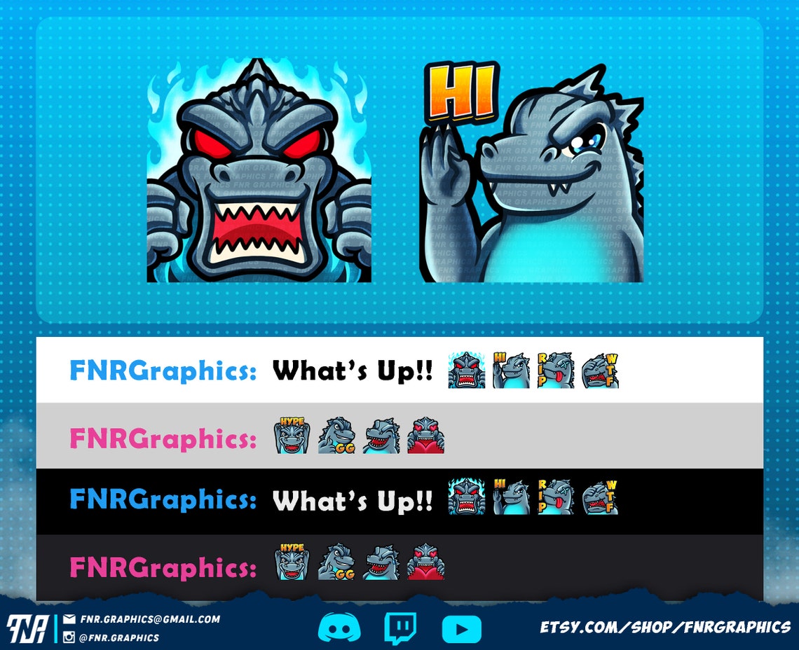 8 X Chibi Godzilla Twitch Emotes Minizilla Cute Discord Twitch Emotes ...