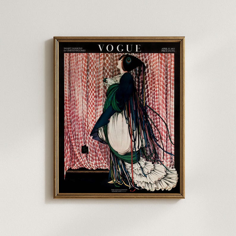 Vogue Fine Art Poster Print, Vintage Fashion Magazine Cover, Peacock ...