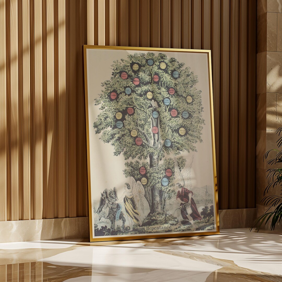 Antique Tree of Temperance tree of Life Reproduction Print, Framable ...