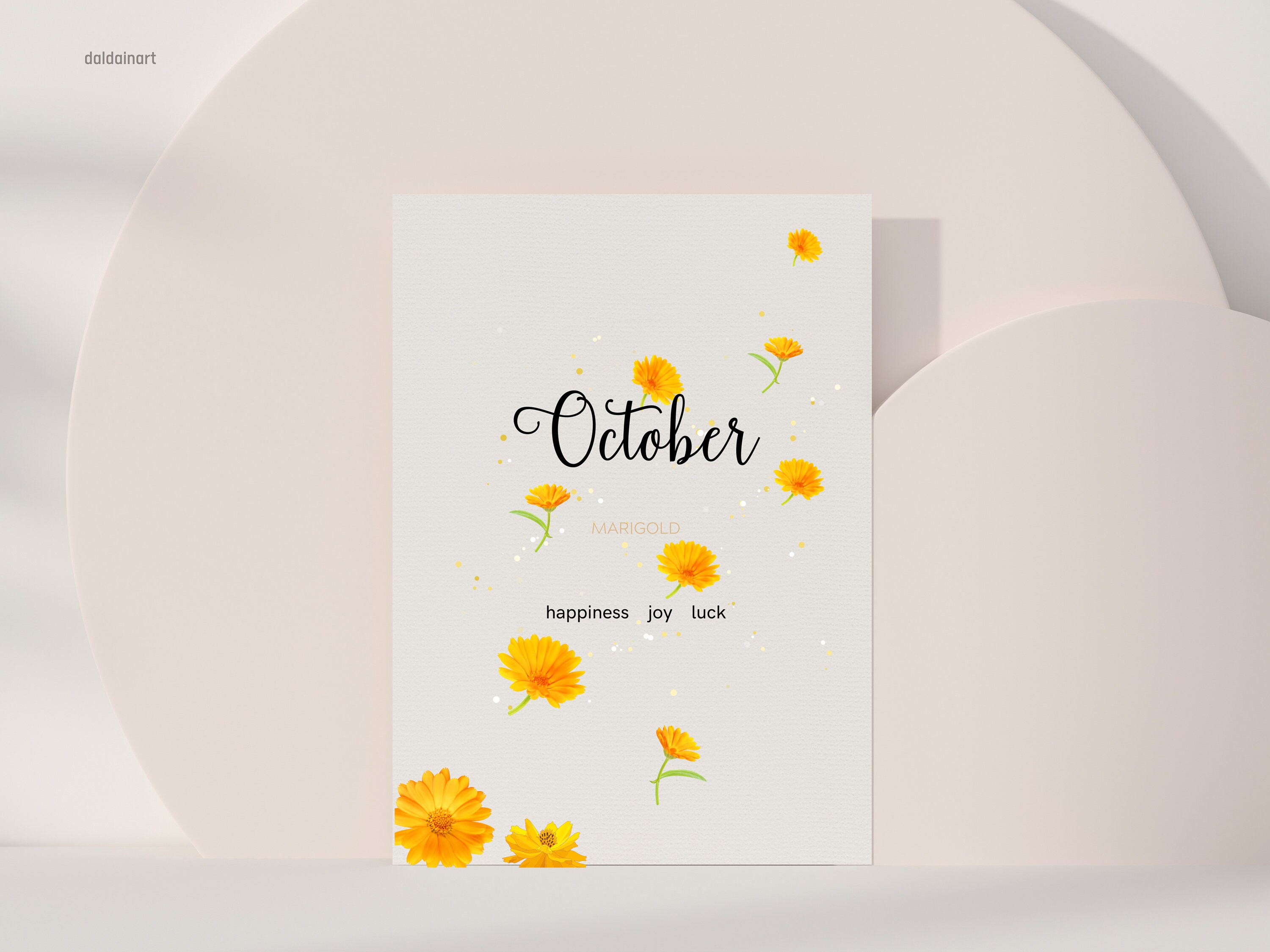October Birth Flower Card Printable Marigold Greeting Card - Etsy