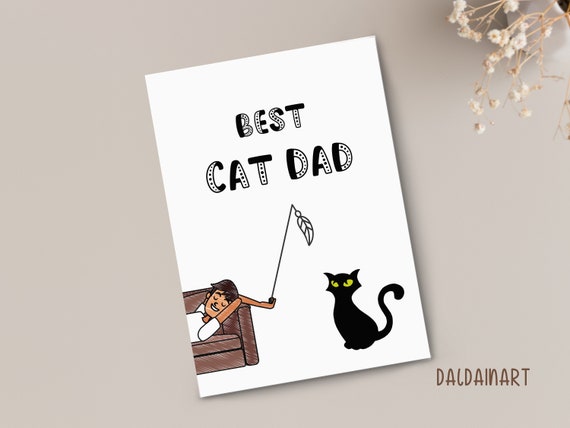 Best Cat Dad Card Printable Happy Father's Day Card - Etsy