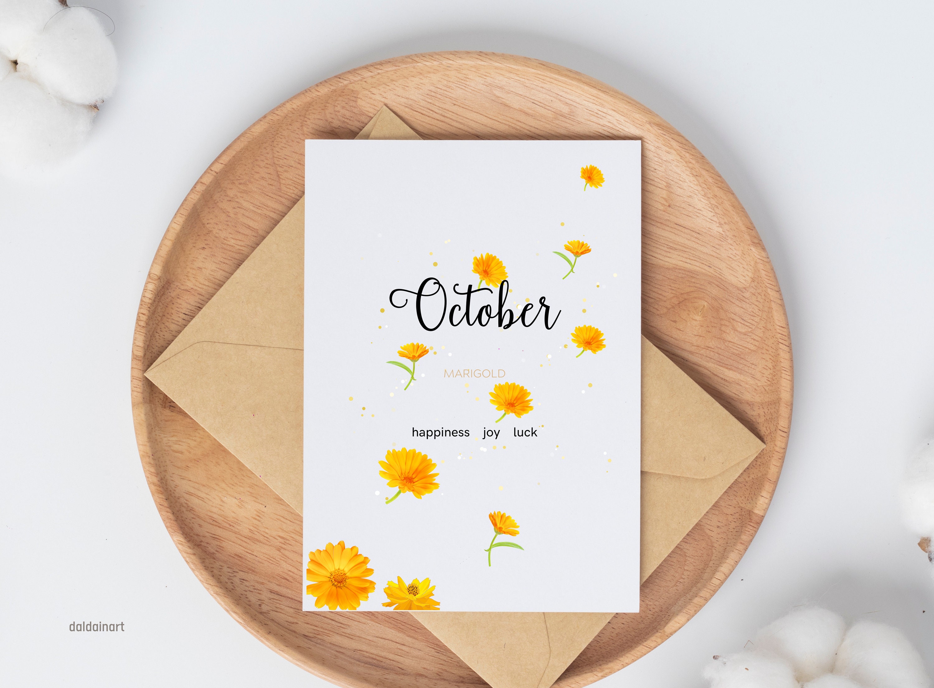 October Birth Flower Card Printable Marigold Greeting Card - Etsy