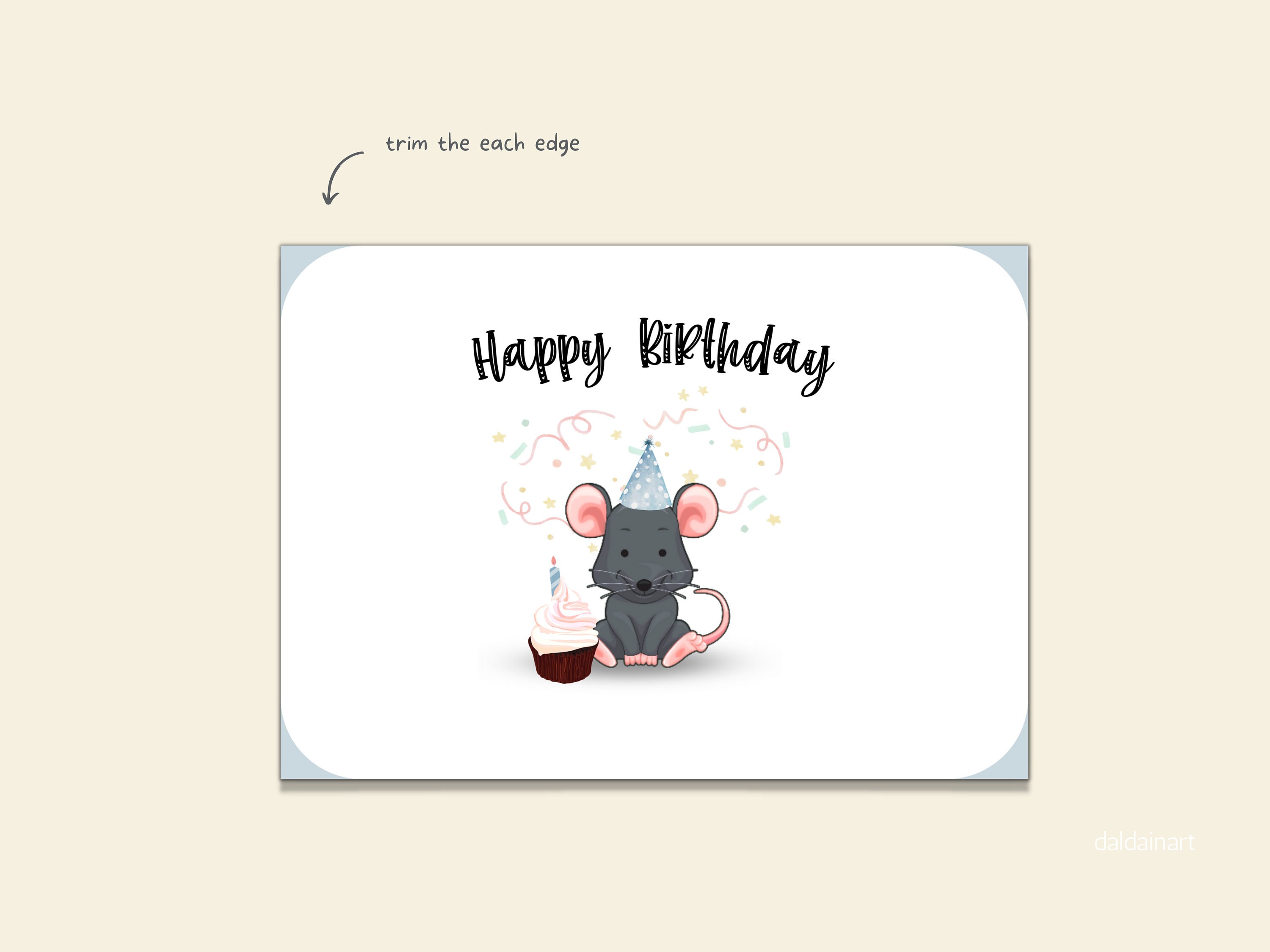 Cutty Mouse Birthday Card | Happy Birthday Card Printable | Mouse Card ...