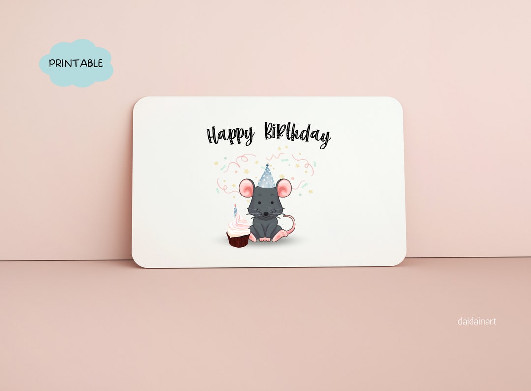 Cutty Mouse Birthday Card | Happy Birthday Card Printable | Mouse Card ...