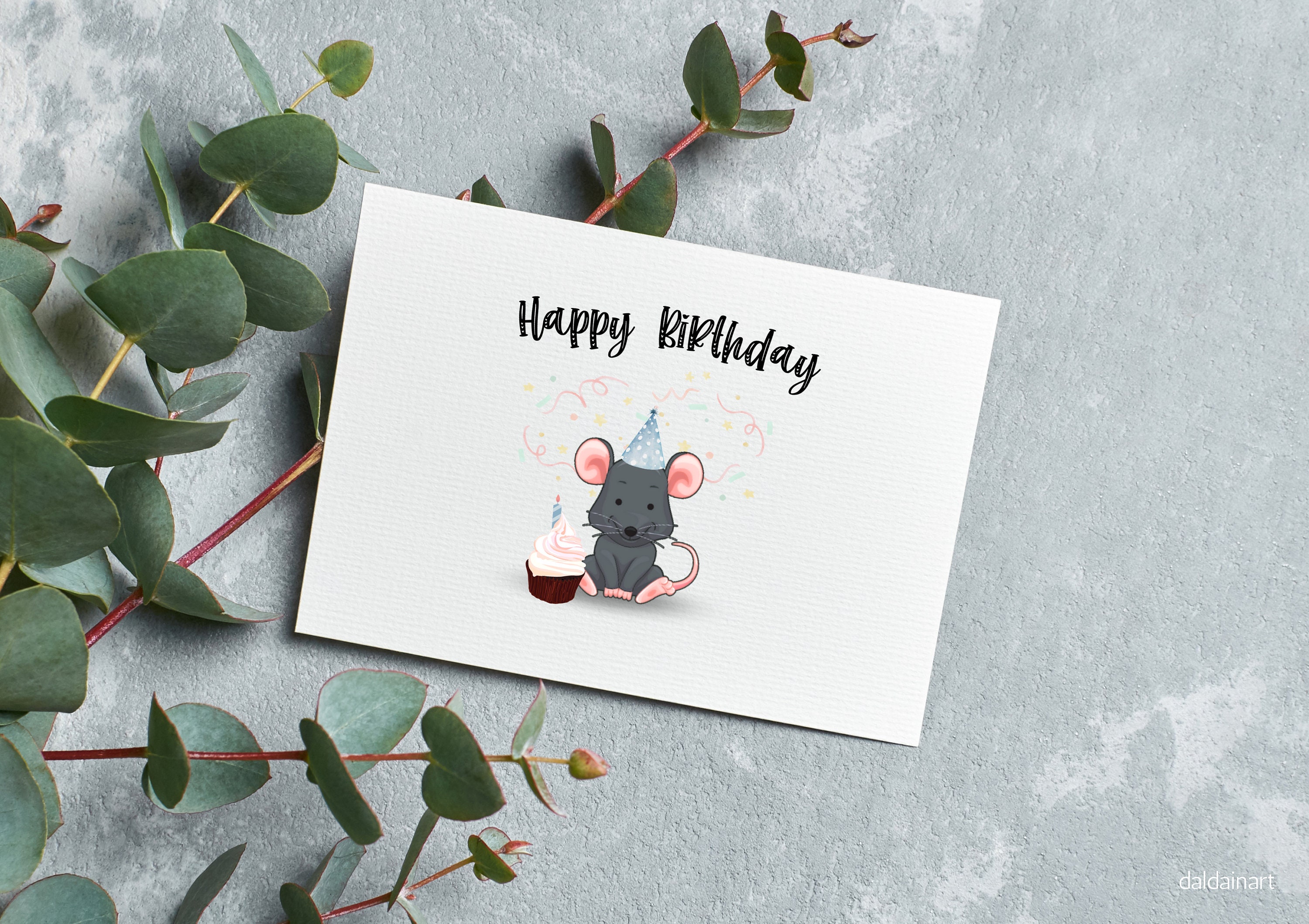 Cutty Mouse Birthday Card | Happy Birthday Card Printable | Mouse Card ...