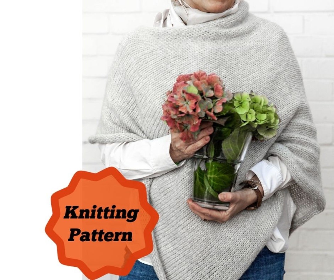 Poncho Knitting Pattern for Beginner . Knitting Tutorial for Woman's ...