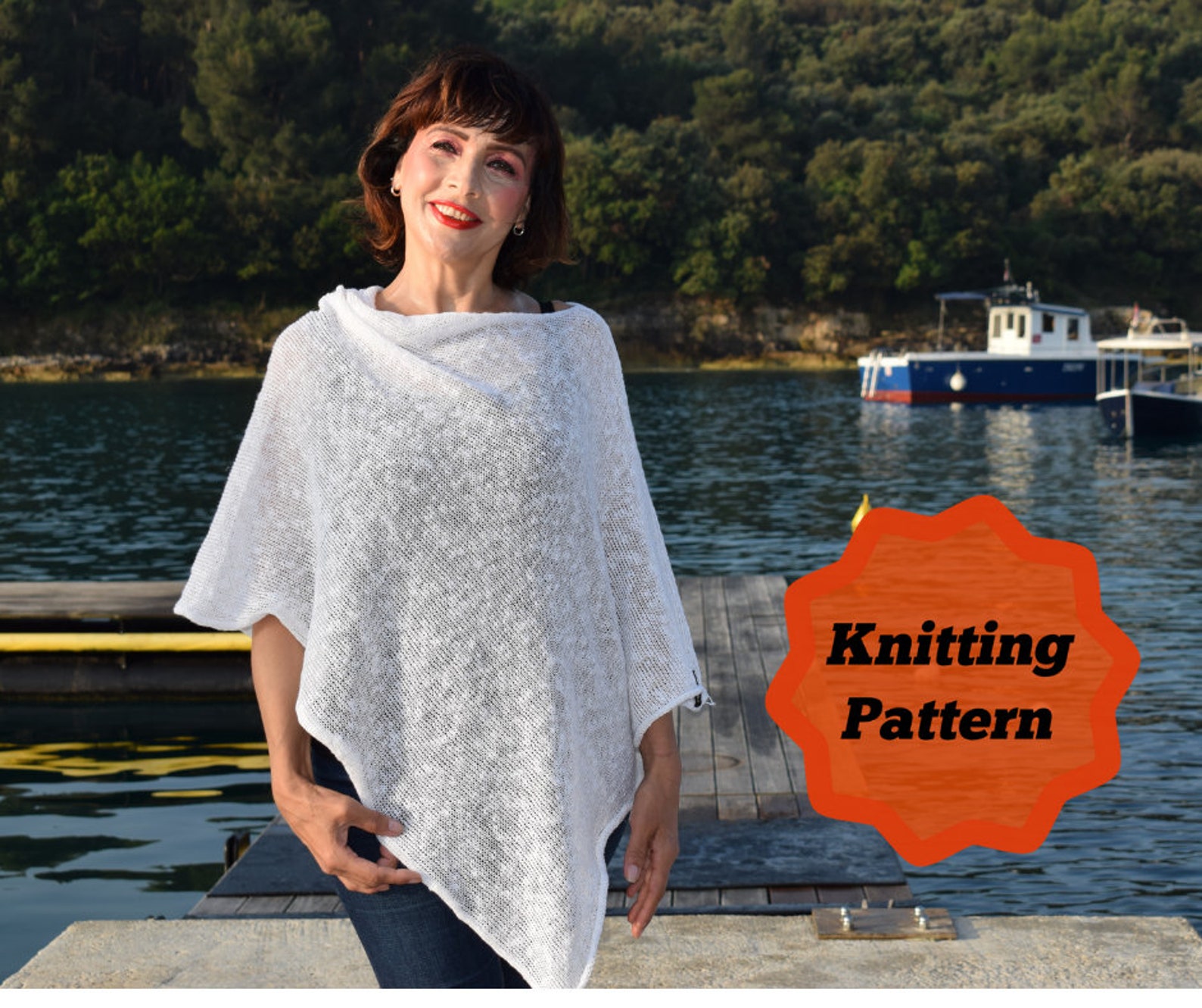 Summer Poncho Knitting Pattern for Beginner . Pdf Knitting Tutorial for ...