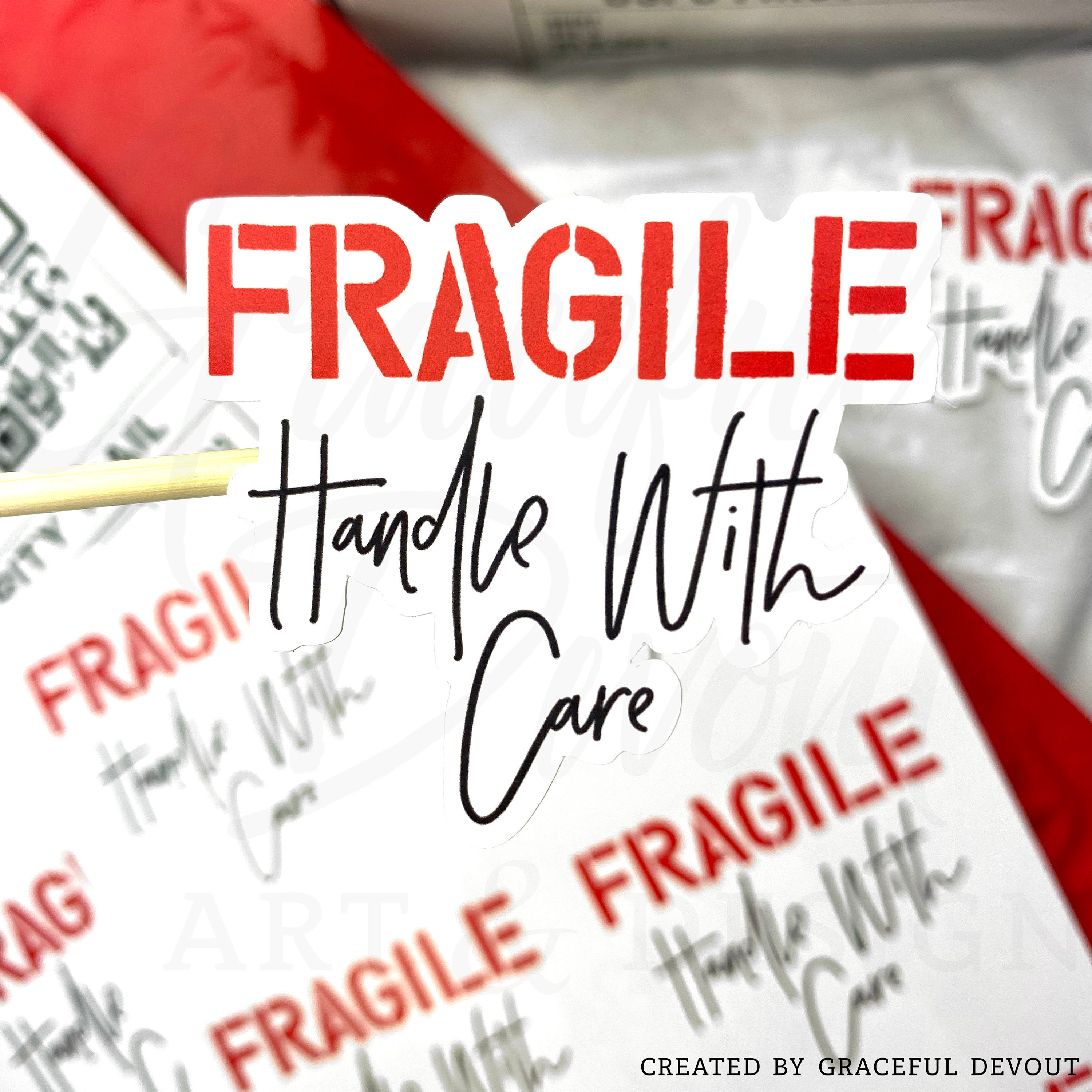 FRAGILE Handle With Care Sticker 2 inches GD56, Fragile Stickers ...
