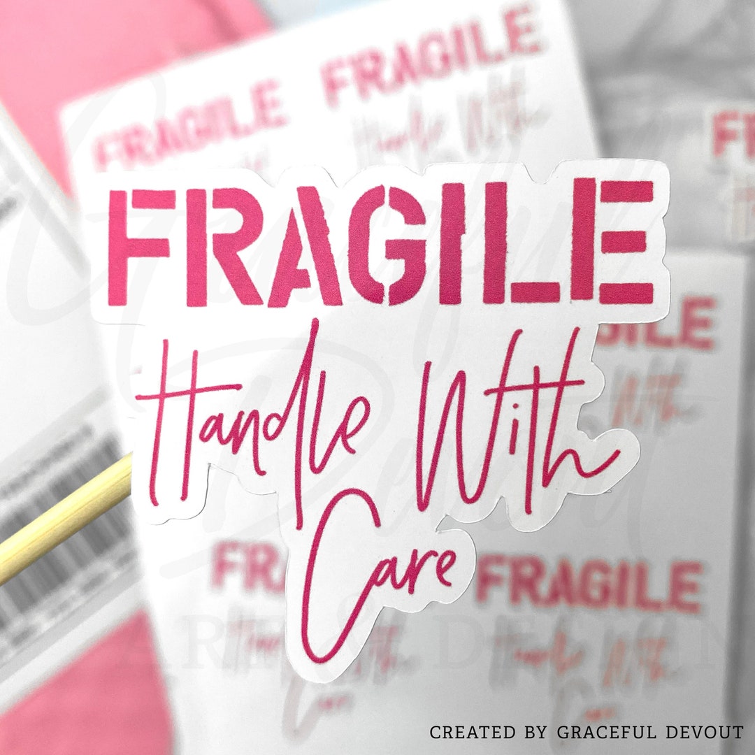 FRAGILE Handle With Care- Sticker 2" (inches) (pink Sticker) [GD57 ...