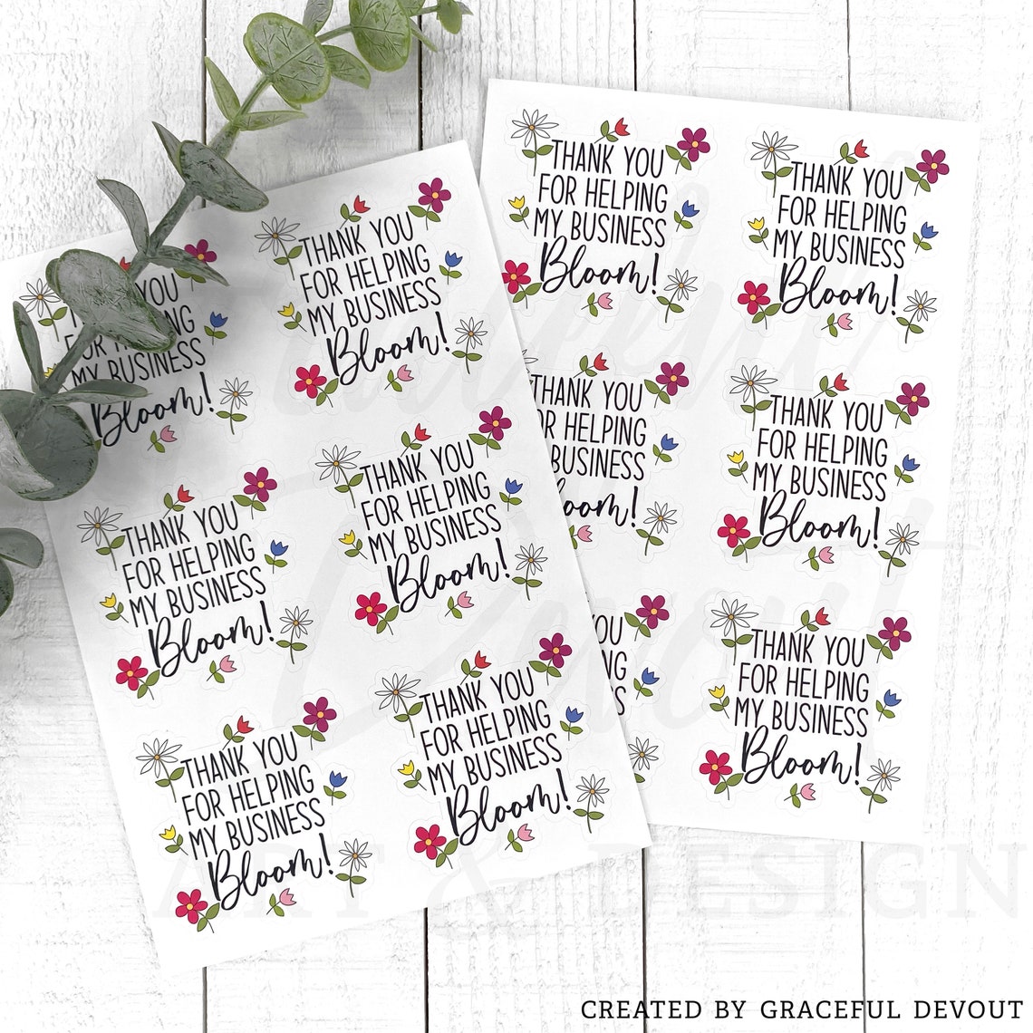 Thank You for Helping My Business Bloom!-2" (inches) Stickers, Thank ...