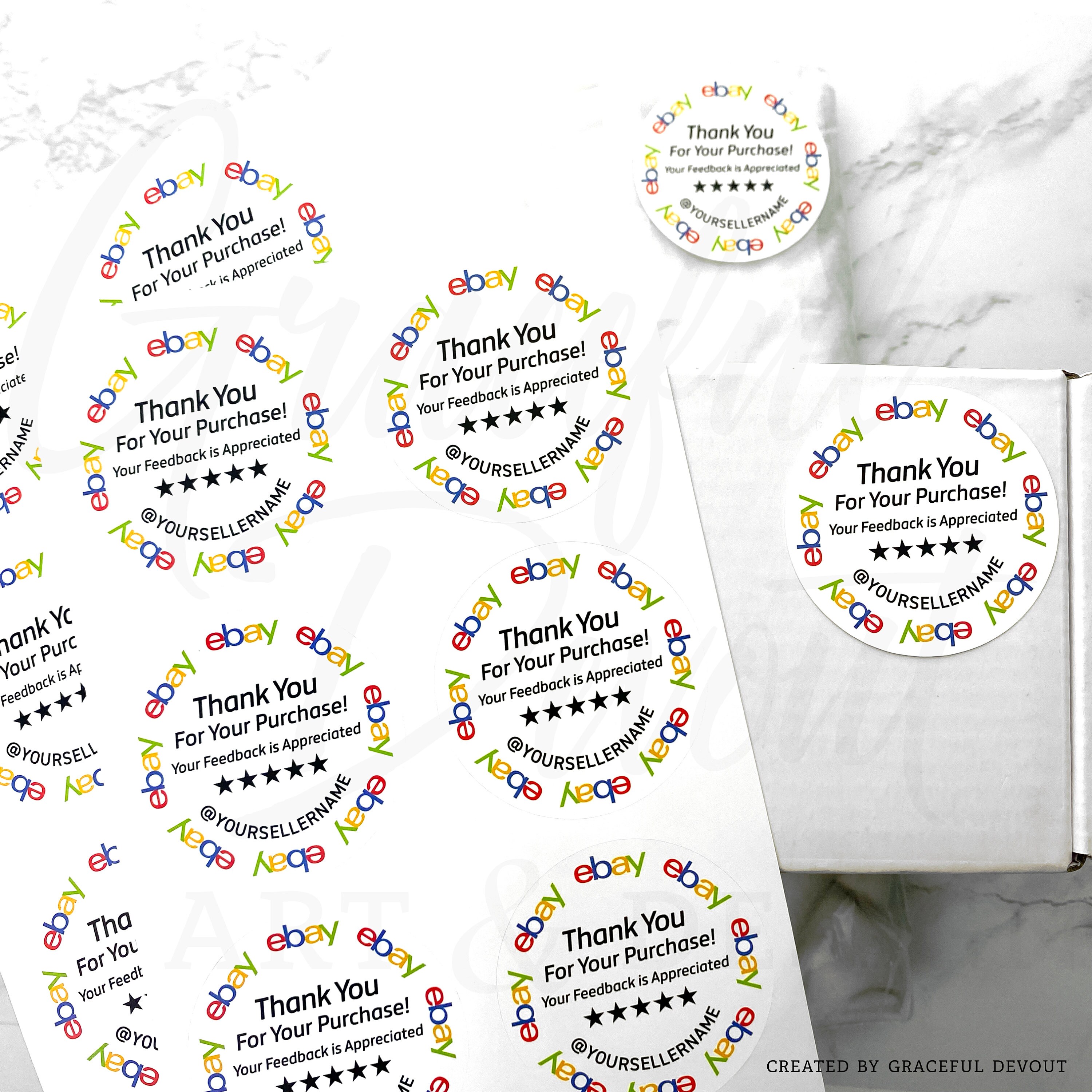 Ebay Thank You Sticker - 2" (inches) Round [GD35] Ebay Rate Me Sticker ...