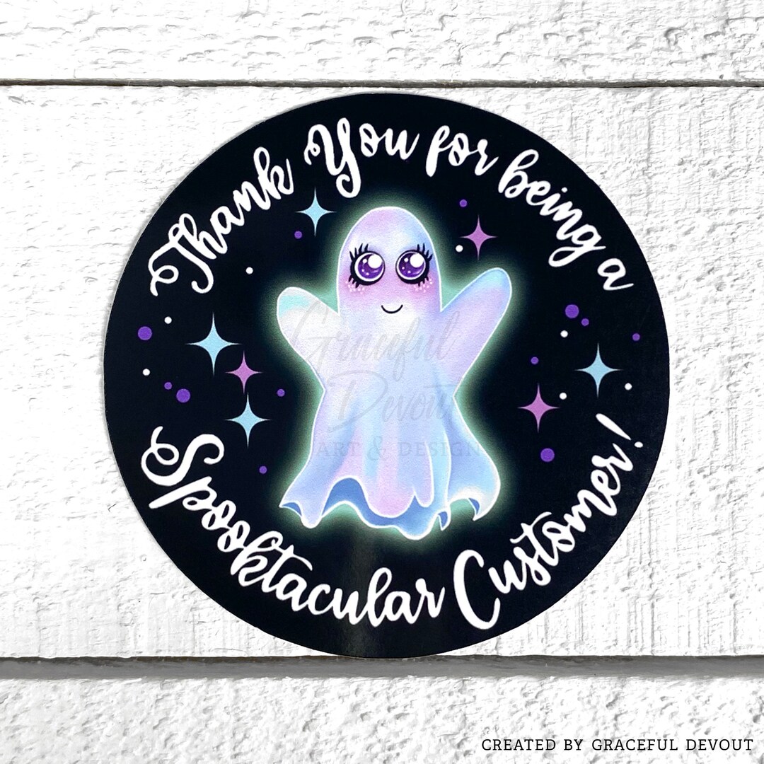 Spooktacular Ghost Thank You Sticker: Halloween Customer Sticker (2 ...