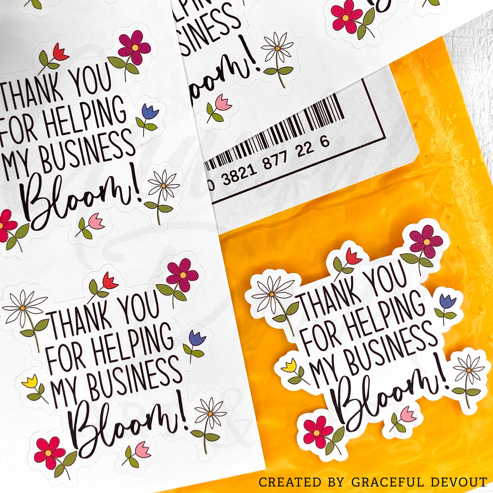 Thank You for Helping My Business Bloom!-2" (inches) Stickers, Thank ...