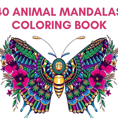 40 Page Animal Mandalas Printable Digital Coloring Book PDF | Etsy