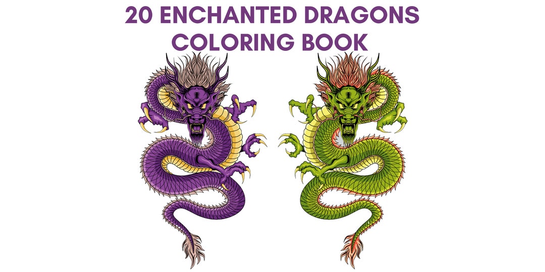 20 Enchanted Dragons Coloring Book - Etsy