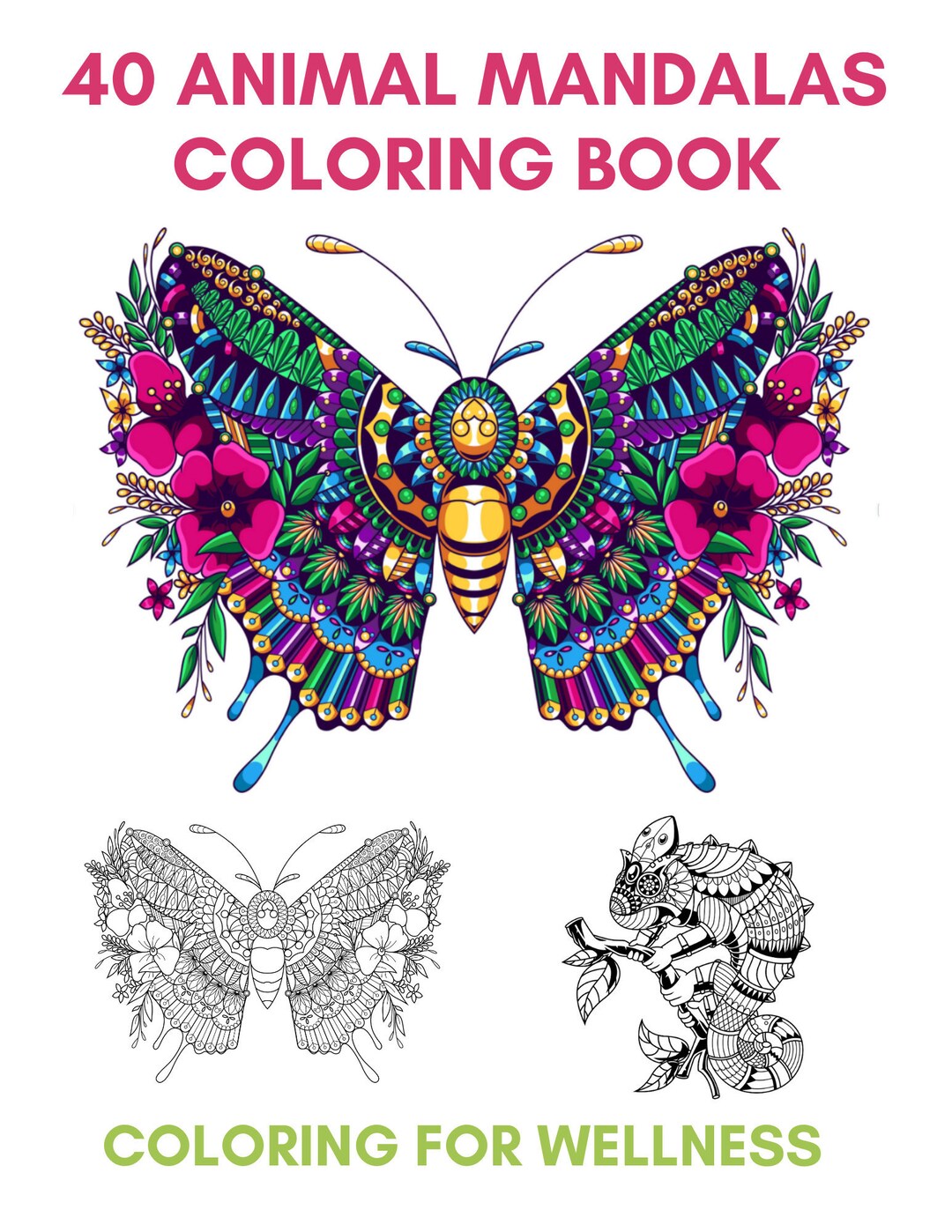 40 Page Animal Mandalas Printable Digital Coloring Book - PDF - Etsy