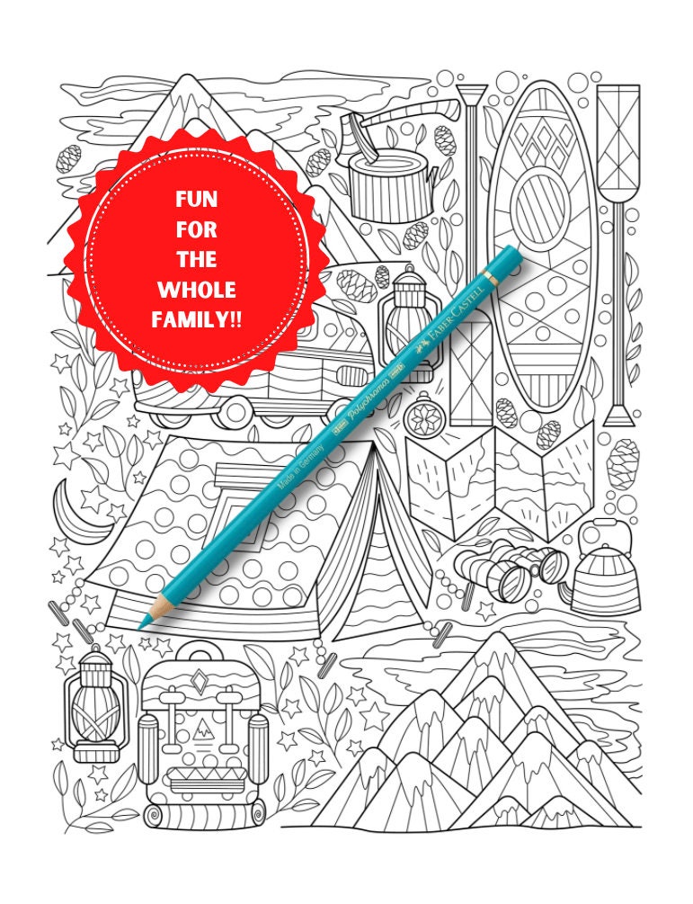 20 Printable Pages Outdoors & Nature Coloring Book Digital PDF ...