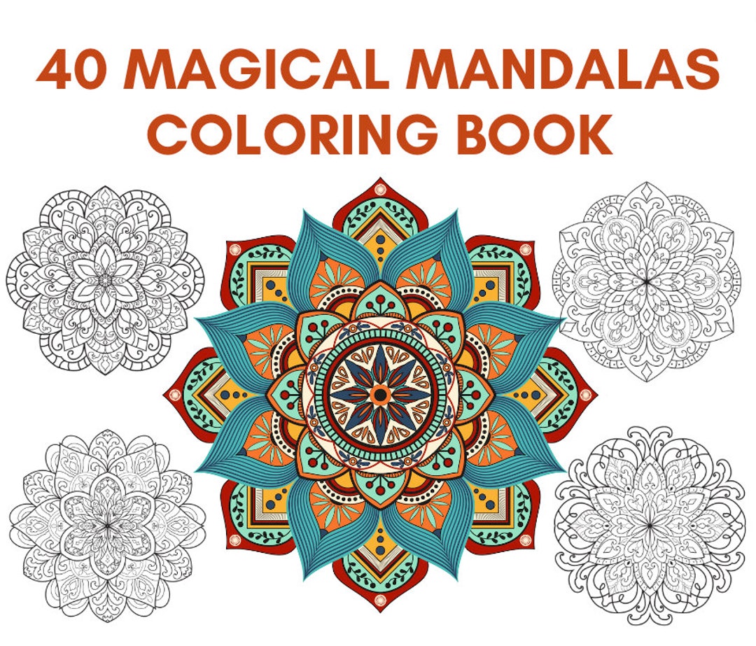 40 Page Magical Mandalas Printable Digital Coloring Book - PDF - Etsy
