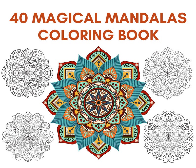 40 Page Magical Mandalas Printable Digital Coloring Book - PDF - Etsy