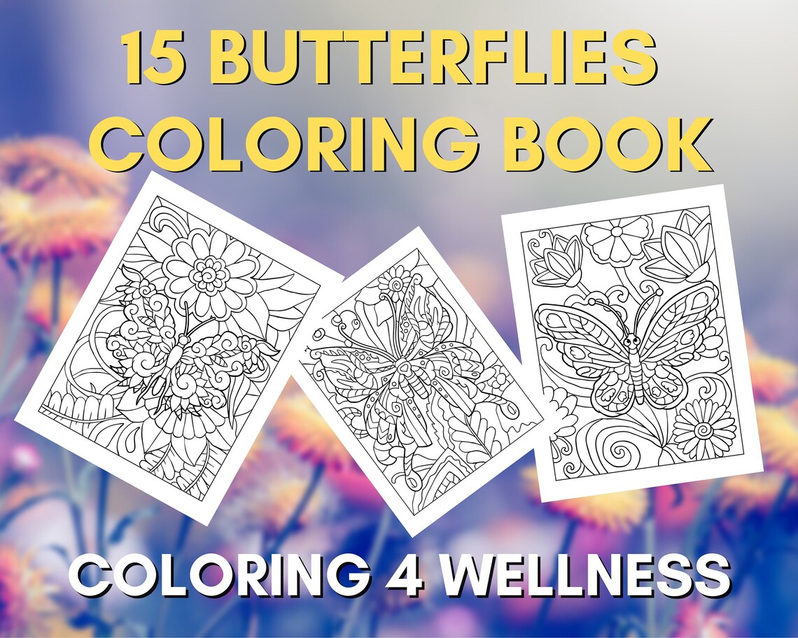 15 Butterflies in Flowers Printable Digital Coloring Book - Etsy