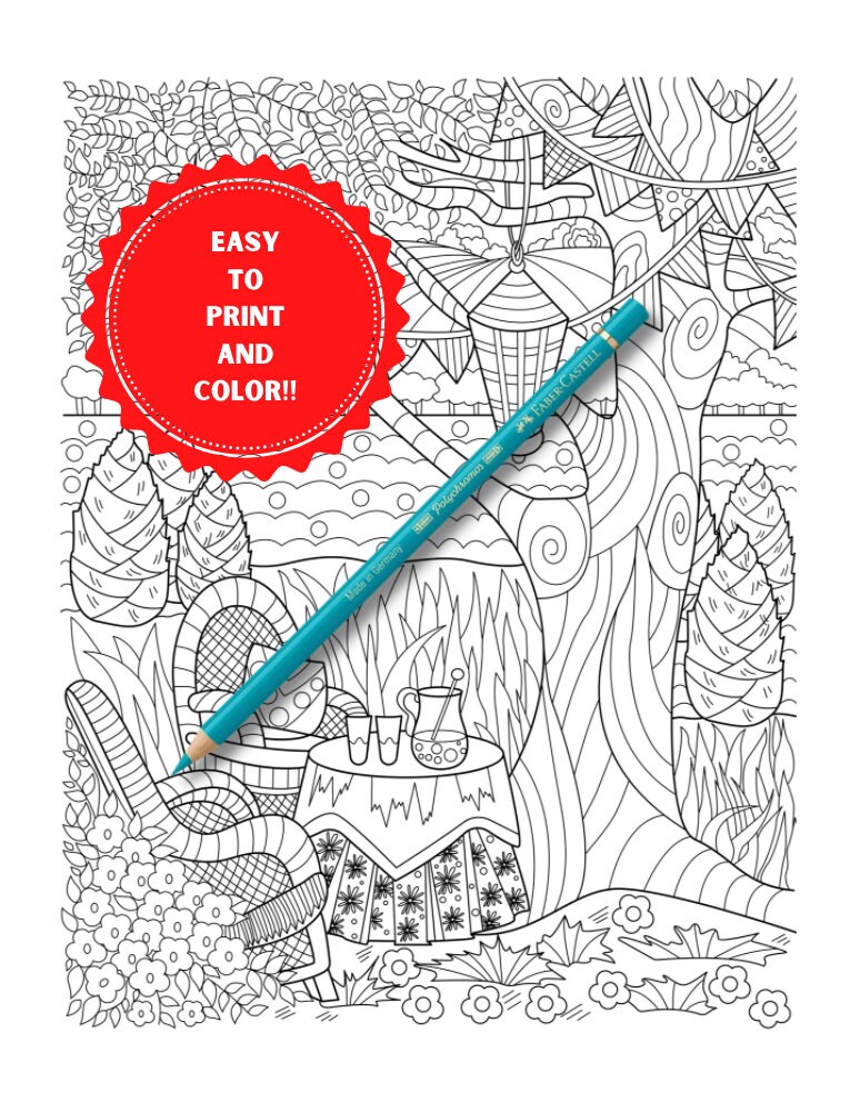 20 Printable Pages Outdoors & Nature Coloring Book Digital PDF ...