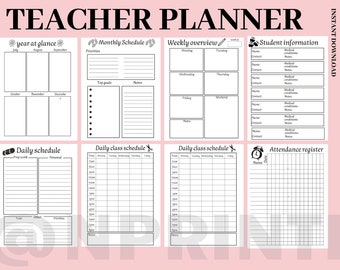 Teacher Planner PDF Planner Printable Printable Planner Undated ...