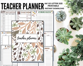 Teacher Planner PDF Planner Printable Printable Planner Undated ...