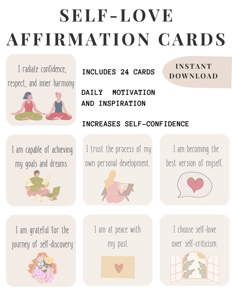 Positive Vibes Bundle: Printable Self-love Affirmation Cards for Daily ...