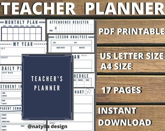 Teacher Planner PDF Planner Printable Printable Planner Undated ...