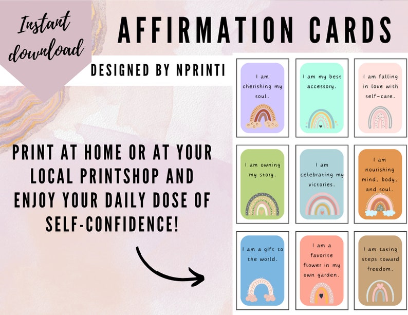 Affirmation Cards, Positive Quote Flash Cards, Affirmations Cards, Self ...