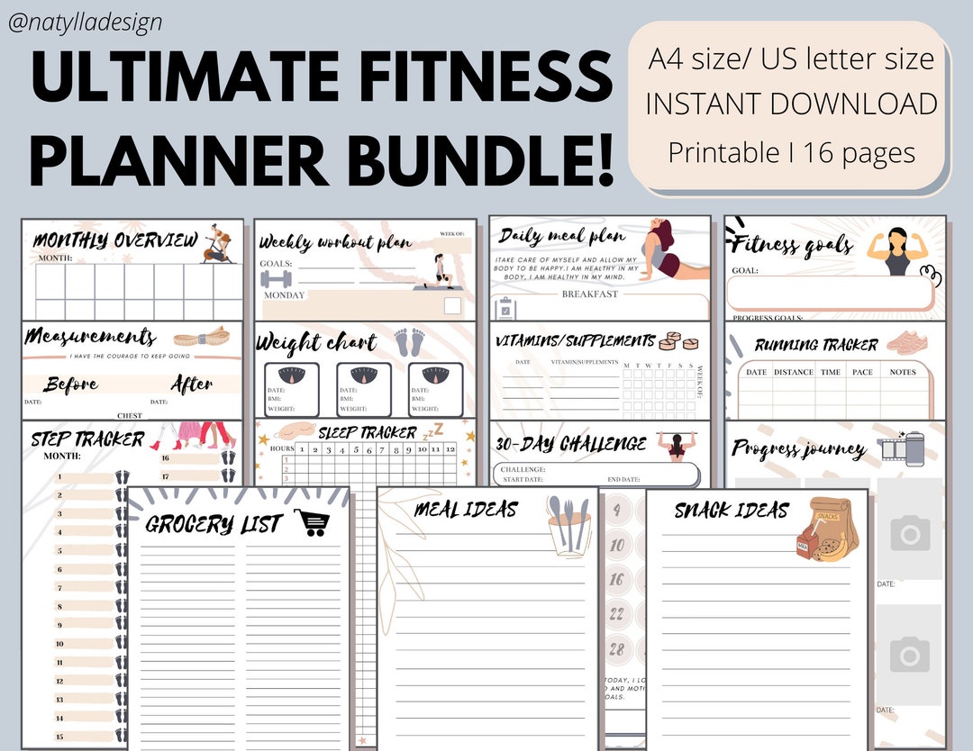 Fitness Planner Printable, Happy Planner Fitness , Health Planner ...