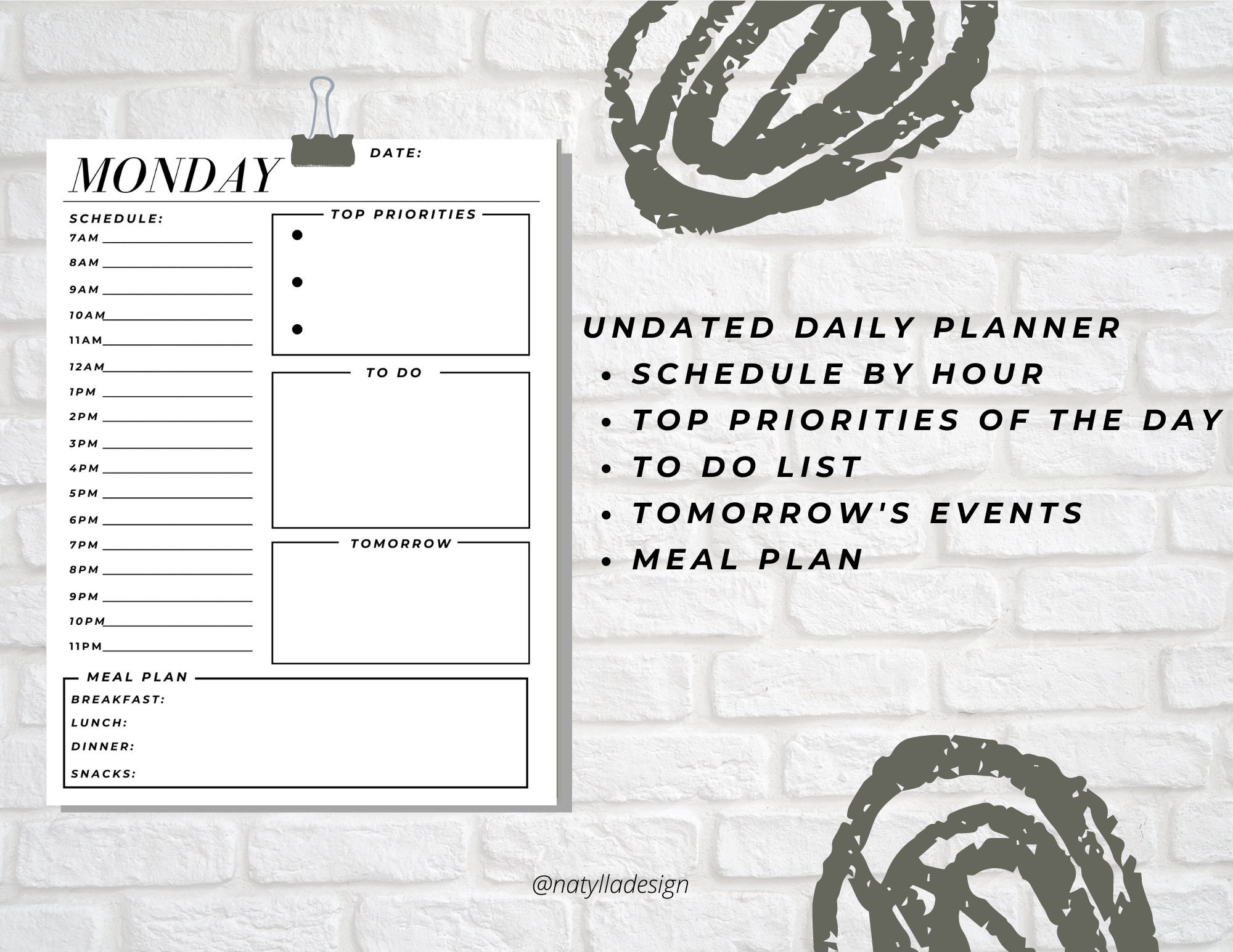 2021 Daily Planner Printable Printable Daily Planner Pages - Etsy